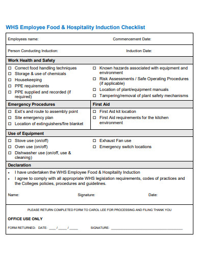 4+ Hospitality Induction Templates in DOC | PDF