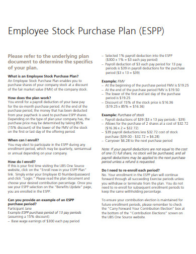 10+ Employee Stock Purchase Plan Templates in PDF | Word