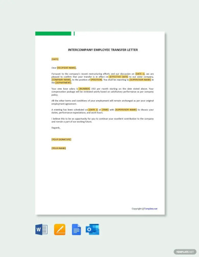 Company Transfer Letter Template - 11+ Word, PDF Format Download!
