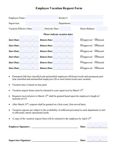 10+ Vacation Request Form Templates in PDF | DOC