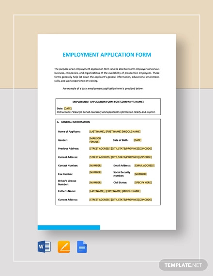 Application Form Template - 41+ Free Word, PDF Documents Download ...