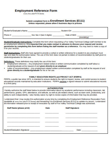 10+ Employment Reference Request Form Templates in PDF | XLS | DOC