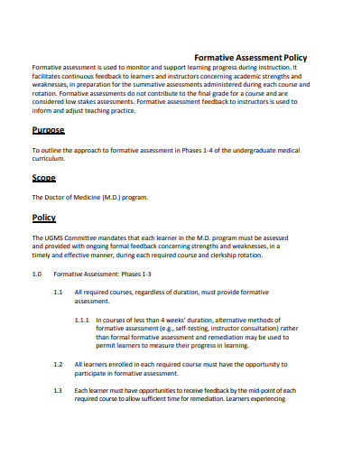 11+ Formative Assessment Templates in PDF | Word