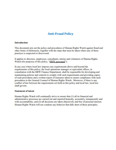 10+ Fraud Policy Templates in PDF | DOC