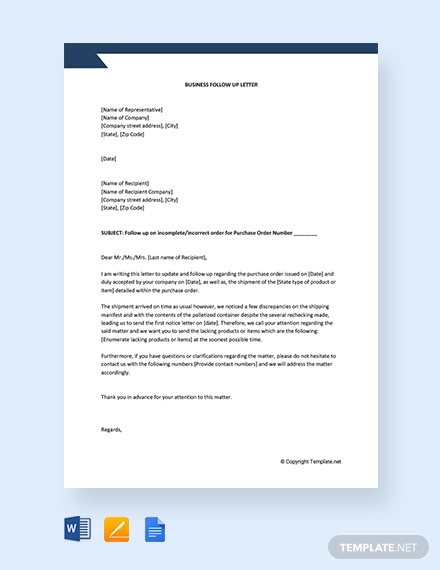 Follow Up Letter Template - 14+ Free Sample, Example Format Download