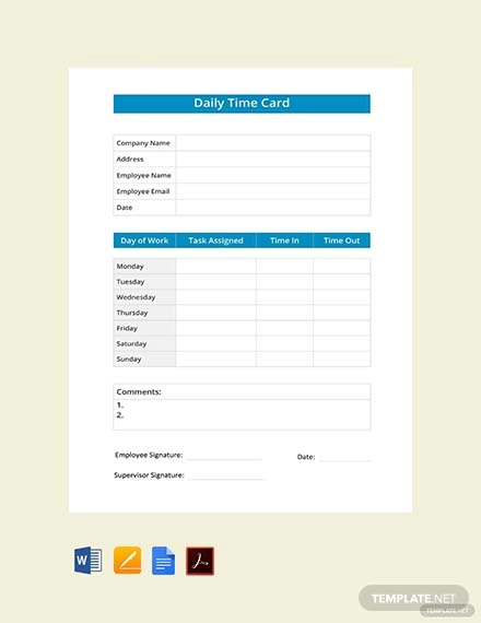 12+ Printable Time Card Templates - DOC, Excel, PDF