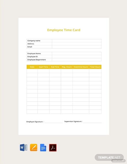 12+ Printable Time Card Templates - DOC, Excel, PDF