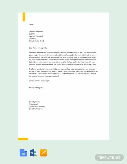 Follow Up Letter Template - 14+ Free Sample, Example Format Download