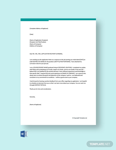 General Application Letter For Any Position