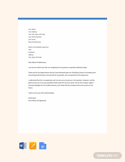 Notice of Resignation Letter Template - 20+ Free Word, Excel, PDF ...