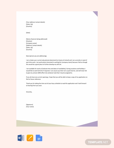 16+ Sample Job Application Letters for Student - Free Sample, Example Format Download
