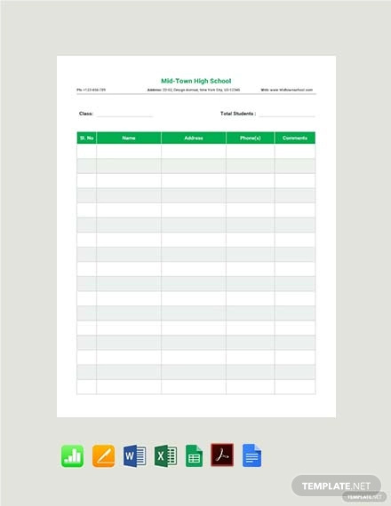 Class List Template - 17+ Word, Excel, PDF Format Download