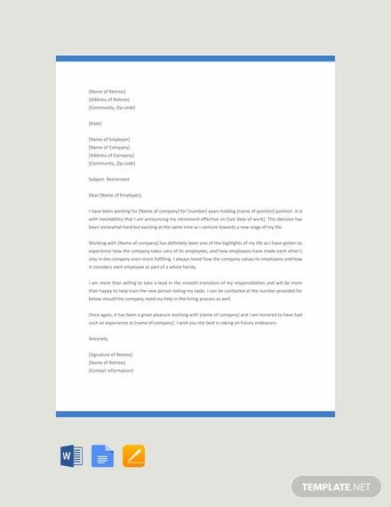 Acknowledgement Of Retirement Letter