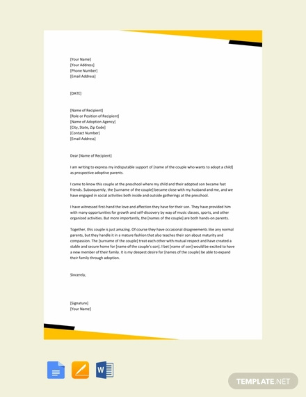 16+ Adoption Reference Letter Templates - Free Sample, Example, Format