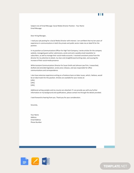 11+ Email Cover Letter Templates - Free Sample, Example, Format Download!