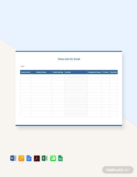 Class List Template - 17+ Word, Excel, PDF Format Download