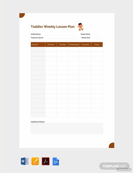 8+ Toddler Lesson Plan Templates - PDF, Word, Excel