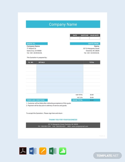 16+ Website Quotation Templates - PDF, Word, Google docs, Apple pages