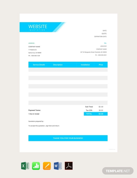 16+ Website Quotation Templates - PDF, Word, Google docs, Apple pages