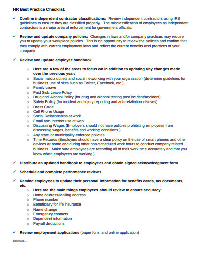 12+ FREE HR Compliance Checklist Templates in PDF | Word | Pages