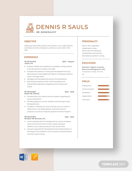 Free Hr Resume Templates
