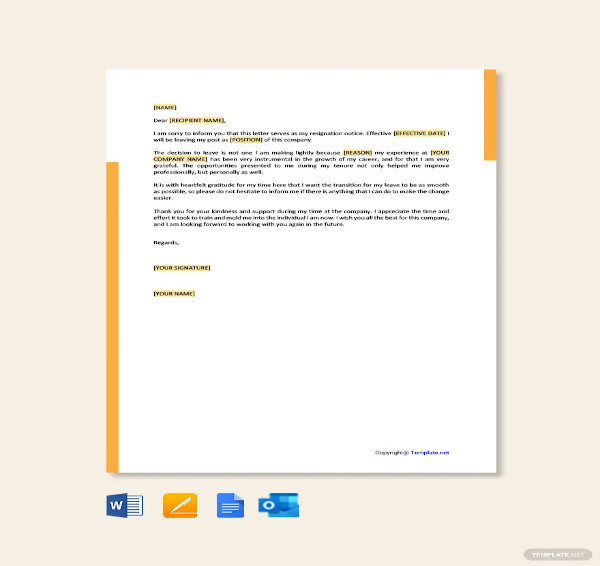35+ Formal Resignation Letter Template - Free Word, Excel, PDF Format ...