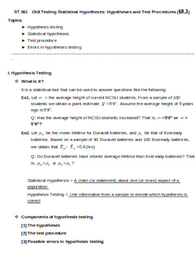 10+ Hypothesis Testing Templates in PDF | DOC