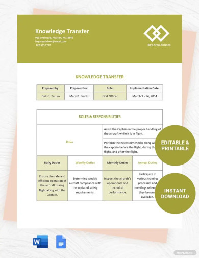 9+ Knowledge Transfer Plan Templates in PDF | MS Word