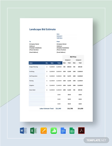 12+ Landscaping Estimate Templates - DOC, PDF, Excel