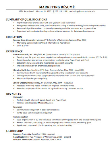 Marketing Resume Format Template - 33+ Free Word, PDF Format Download!