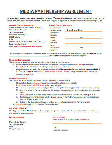 10+ Media Partnership Agreement Templates in PDF