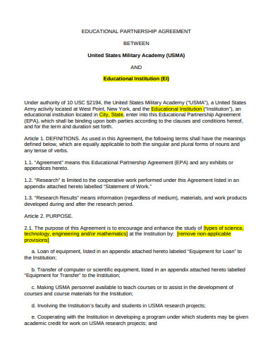 11+ Educational Partnership Agreement Templates in PDF | DOC