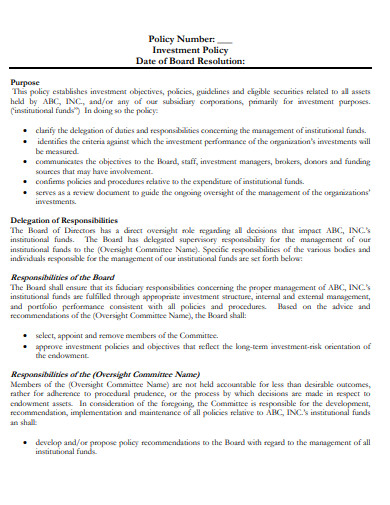 10+ Investment Policy Templates in PDF | Word