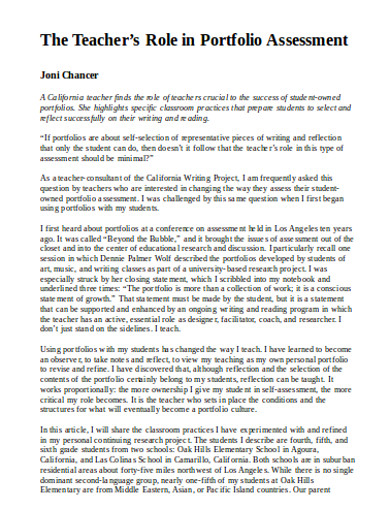 10+ Portfolio Assessment Templates in PDF | Word