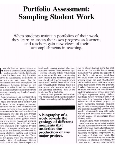 10+ Portfolio Assessment Templates in PDF | Word