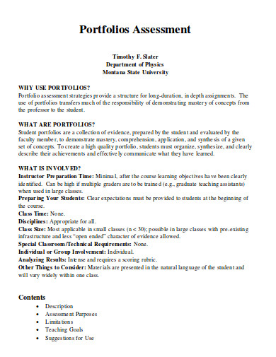 10+ Portfolio Assessment Templates in PDF | Word