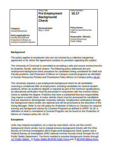 10+ Background Check Policy and Procedure Templates in PDF | DOC