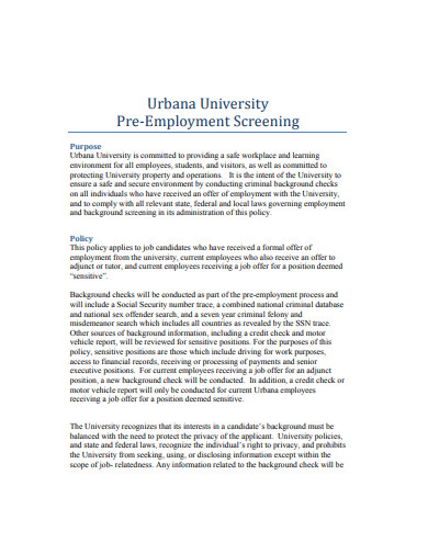 10+ Pre-Employment Screening Policy Templates in PDF | DOC