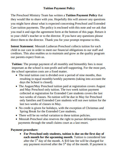 10+ Tuition Payment Policy Templates in PDF | DOC