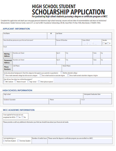 11+ High School Scholarship Application Templates in PDF | DOC
