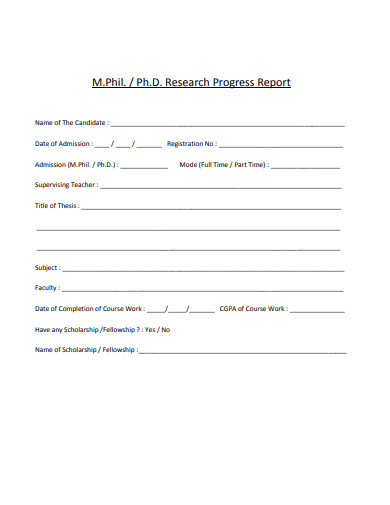 12+ Research Progress Report Templates in PDF | MS Word