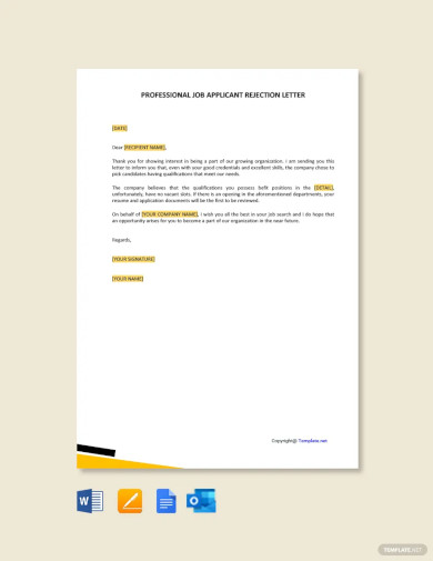 12+ Sample Job Applicant Rejection Letters in Google Docs | Word ...