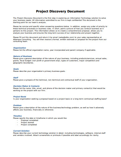 FREE 11+ Project Discovery Templates in MS Word | PDF