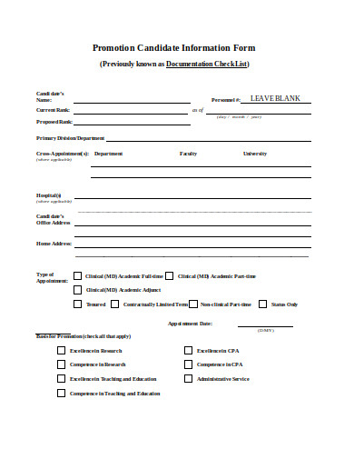 11+ Candidate Information Form Templates in PDF | DOC