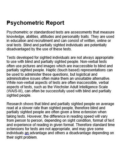 8+ Psychometric Report Templates in PDF | DOC