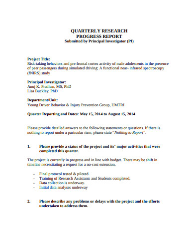 12 Research Progress Report Templates In PDF MS Word