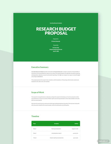 12+ Research Budget Proposal Templates in PDF | MS Word | Apple Pages