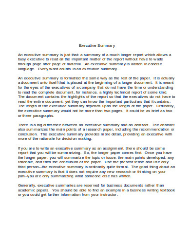FREE 10 Research Executive Summary Templates In PDF MS Word