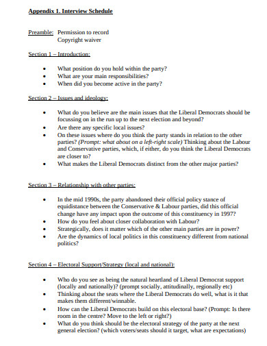 FREE 10+ Research Interview Schedule Templates in PDF