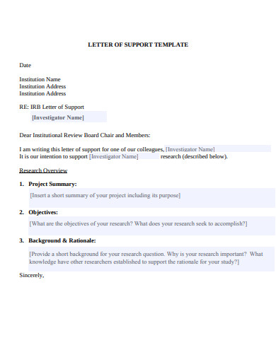 FREE 9+ Research Letter of Support Templates in PDF